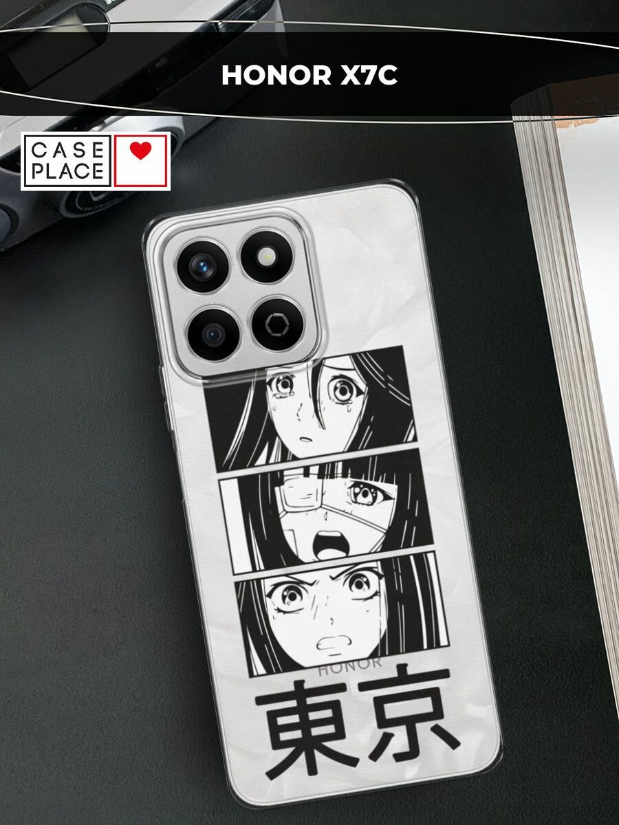 Чехол на Honor X7c / Хонор X7c с принтом "Tokyo girls", прозрачный