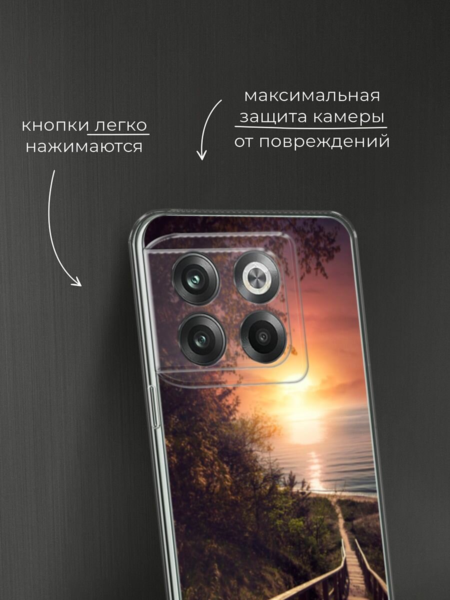 Силиконовый чехол на OnePlus 10T / Ван плюс 10T с принтом "Мост у воды" — фото 1