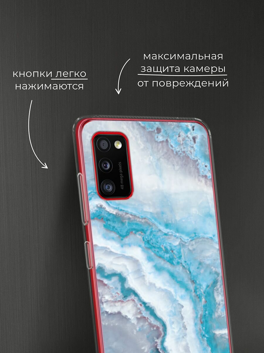 Чехол на Samsung Galaxy A41 / Самсунг Галакси А41 с принтом "Нежно-голубой мрамор" — фото 1