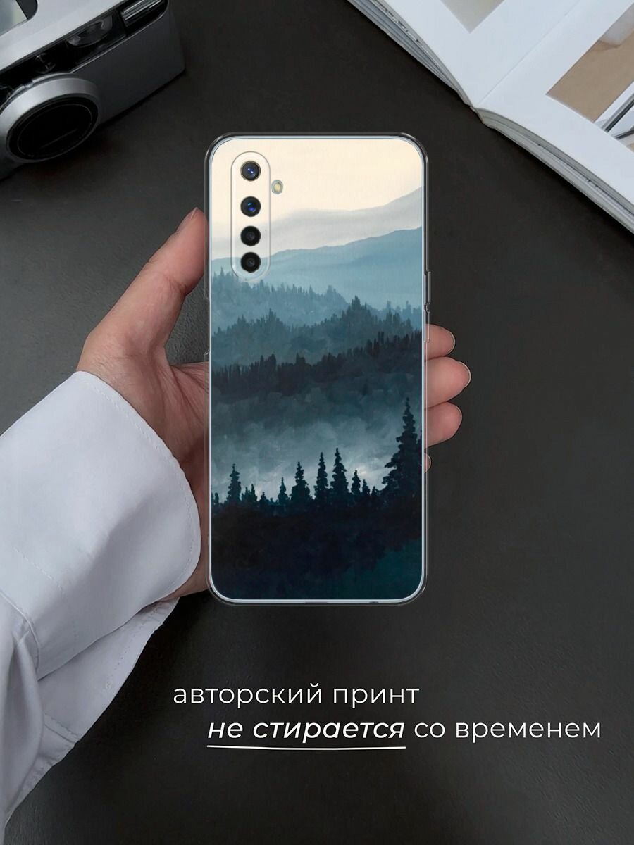 Силиконовый чехол на Realme 6 / Реалми 6 с принтом "Туманные горы" — фото 1