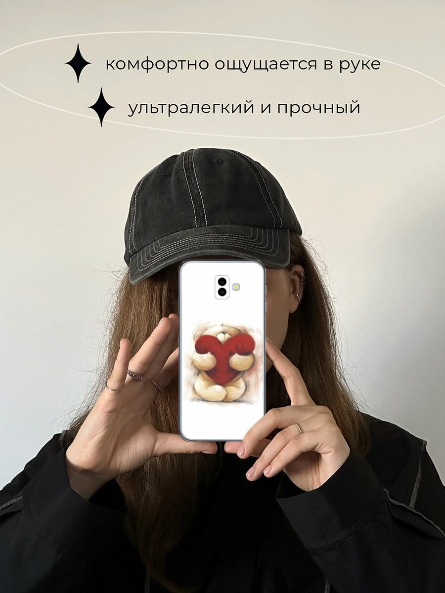 Чехол на Samsung Galaxy J6 + / Самсунг Галакси J6 Плюс 2018 с принтом "Мишка с сердцем 1" — фото 1