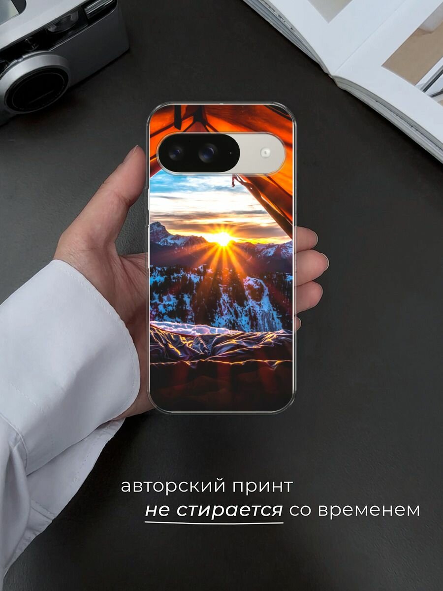 Силиконовый чехол на Google Pixel 9 / Гугл Пиксель 9 с принтом "Горы 7" — фото 1