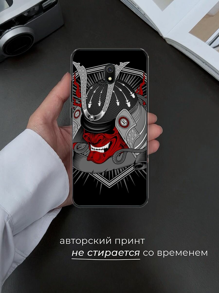 Чехол на Xiaomi Redmi 8A / Сяоми Редми 8А с принтом "Красная маска самурая" — фото 1