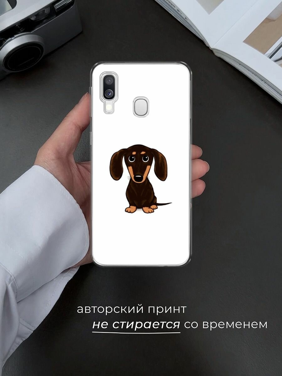 Чехол на Samsung Galaxy A40 / Самсунг Галакси А40 с принтом "Маленькая такса" — фото 1