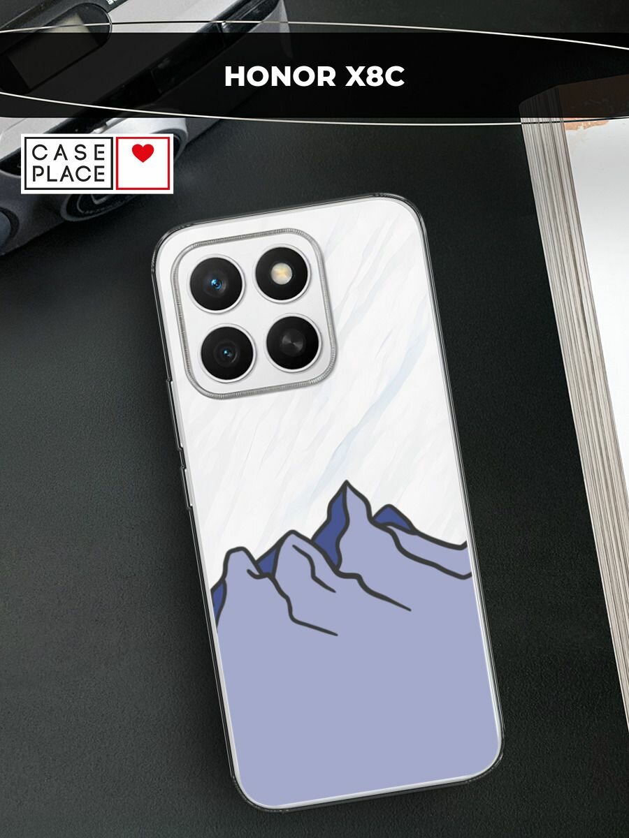Силиконовый чехол на Honor X8c / Хонор X8c с принтом "Гора", прозрачный