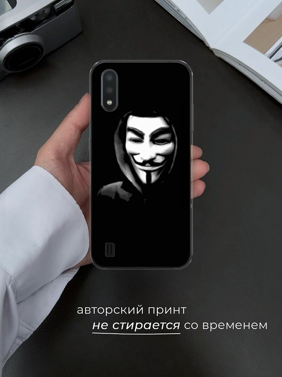 Чехол на Samsung Galaxy A01 / Самсунг Гэлакси А01 с принтом "Анонимус" — фото 1