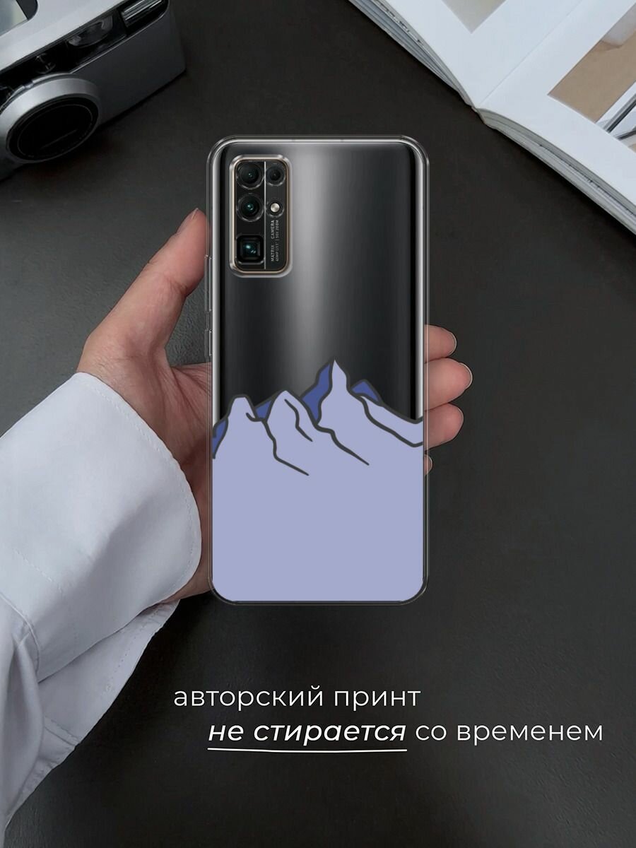 Силиконовый чехол на Honor 30 / Хонор 30 с принтом "Гора", прозрачный — фото 1