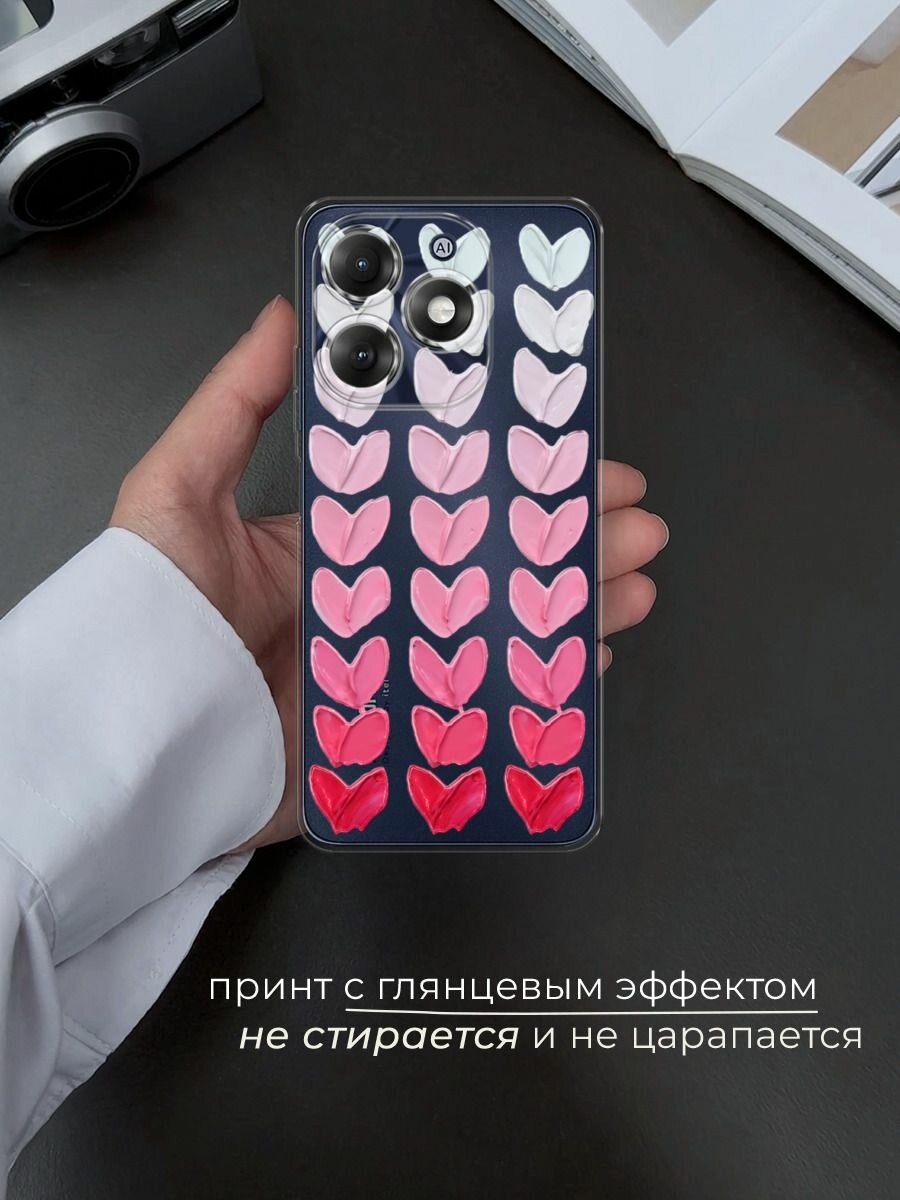 Чехол на Itel A70 / Ител А70 с принтом "Градиент из сердечек" — фото 1