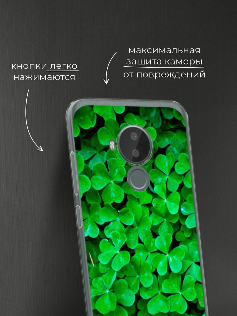 Силиконовый чехол на Nokia C30 / Нокия C30 с принтом "Клевер" — фото 1