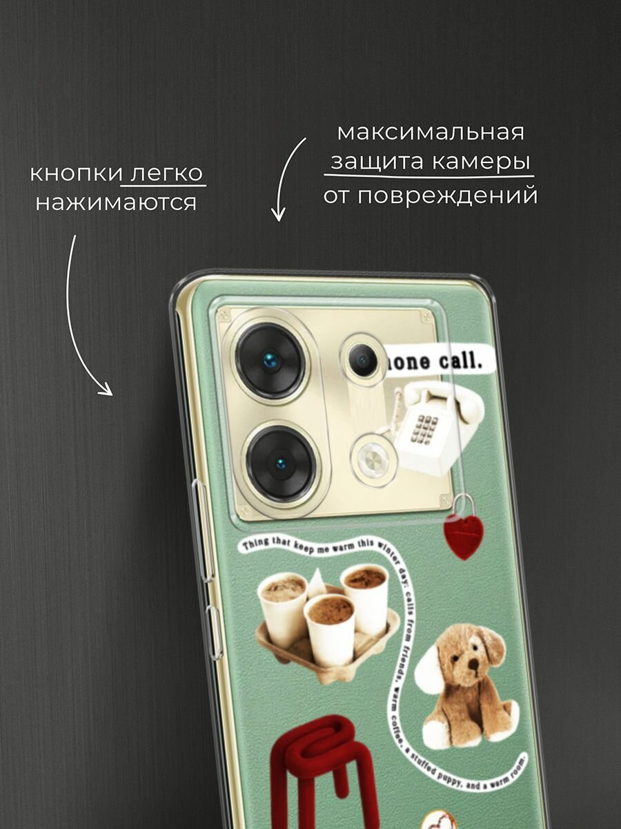 Чехол на Infinix Zero 30 5G / Инфиникс Зеро 30 5G с принтом "Phone call", прозрачный — фото 1