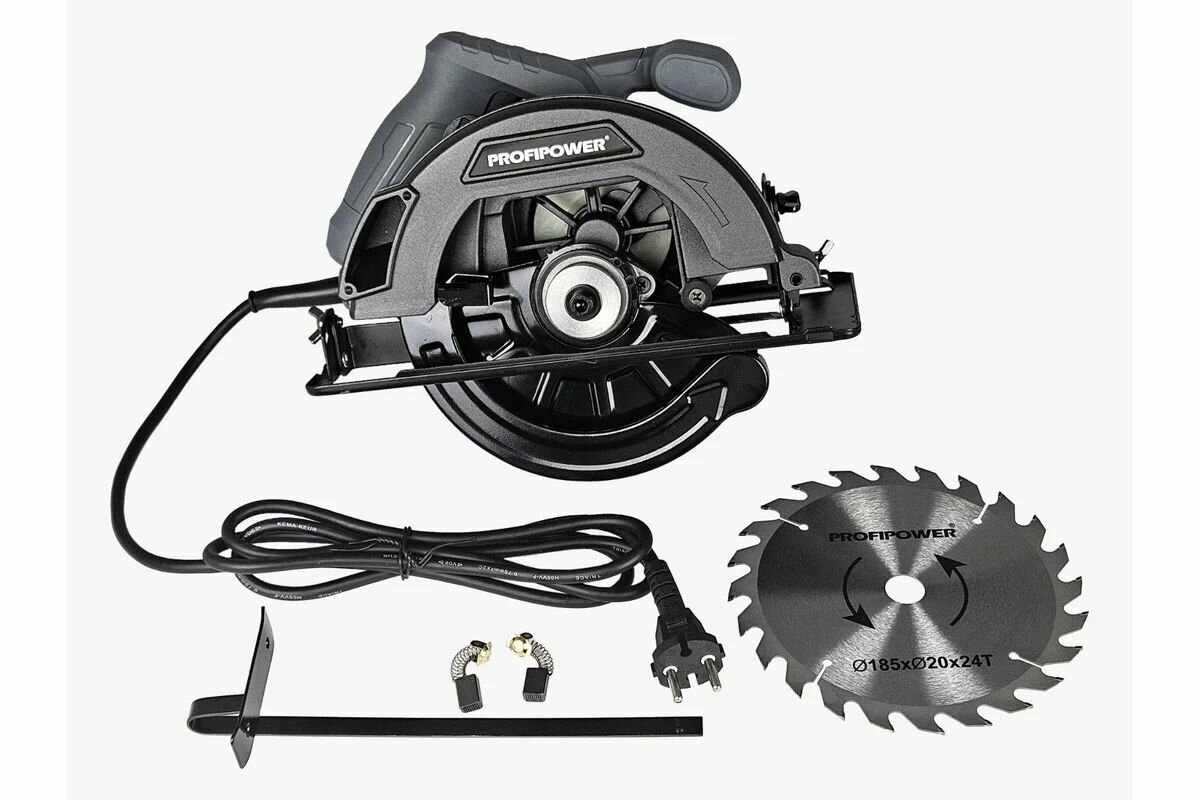 Пила циркулярная Profipower ДП-185 (1200Вт, 5500об/мин, диск 185x20мм, пропил 42/60мм, 45) E0265