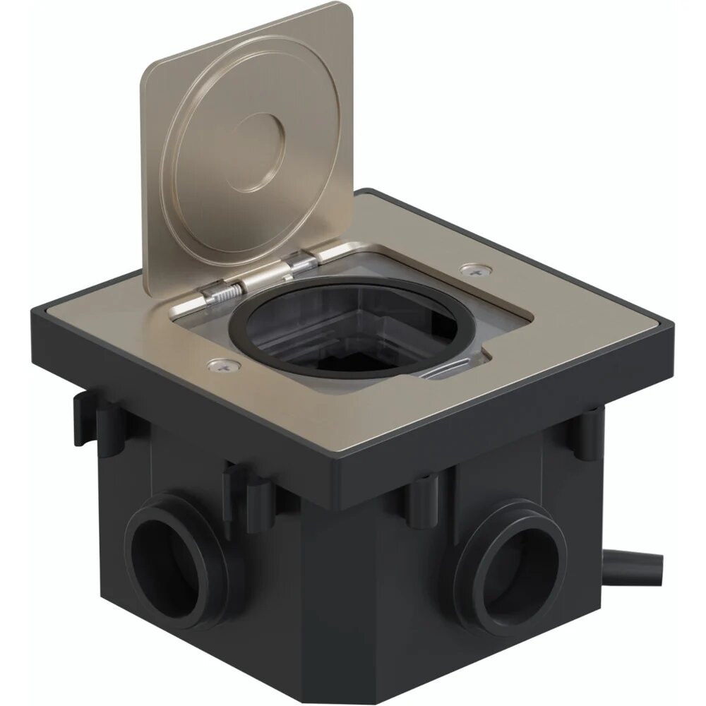 Экопласт LUK/1AL Люк в пол на 1 поста (45x45мм), с суппортом и коробкой, цвет сталь IP44 (1шт) 1кор.=60шт. 70034