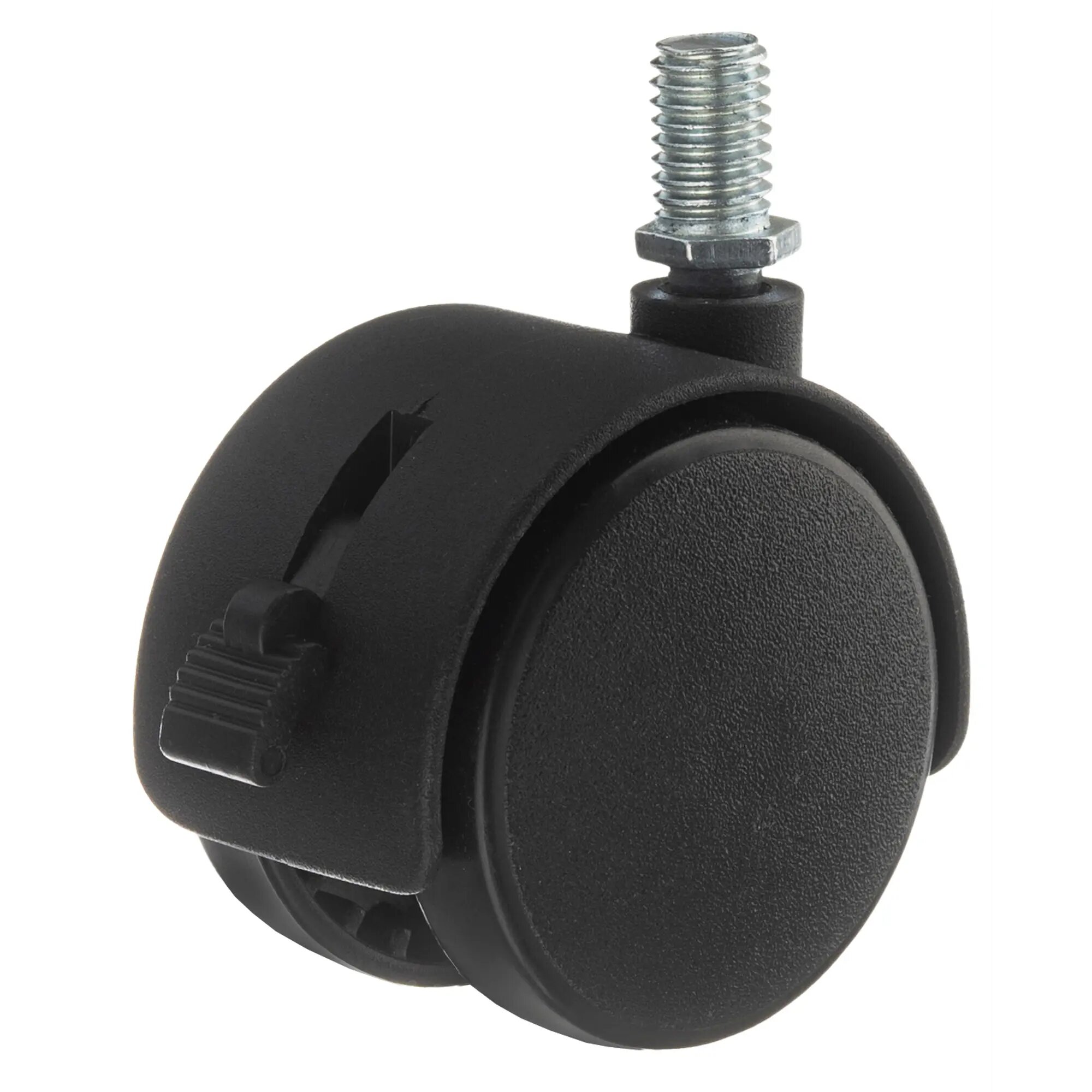 Колесо поворотное с тормозом 50 мм грузоподъемность 25 кг черное для мебели и оборудования