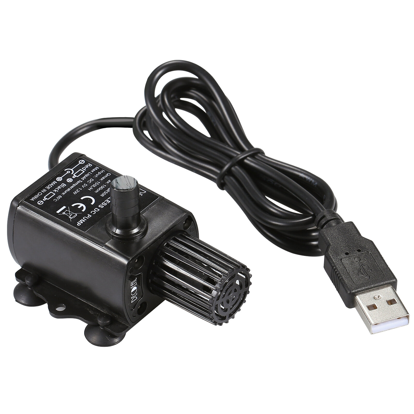 DECDEAL USB Brushless Water Pump with Strainer Ultra-quiet Mini DC5V Micro Oil Waterproof Submersible Fountain Aquarium Pond Circulating 150L/H 1.2W Lift 3.28ft