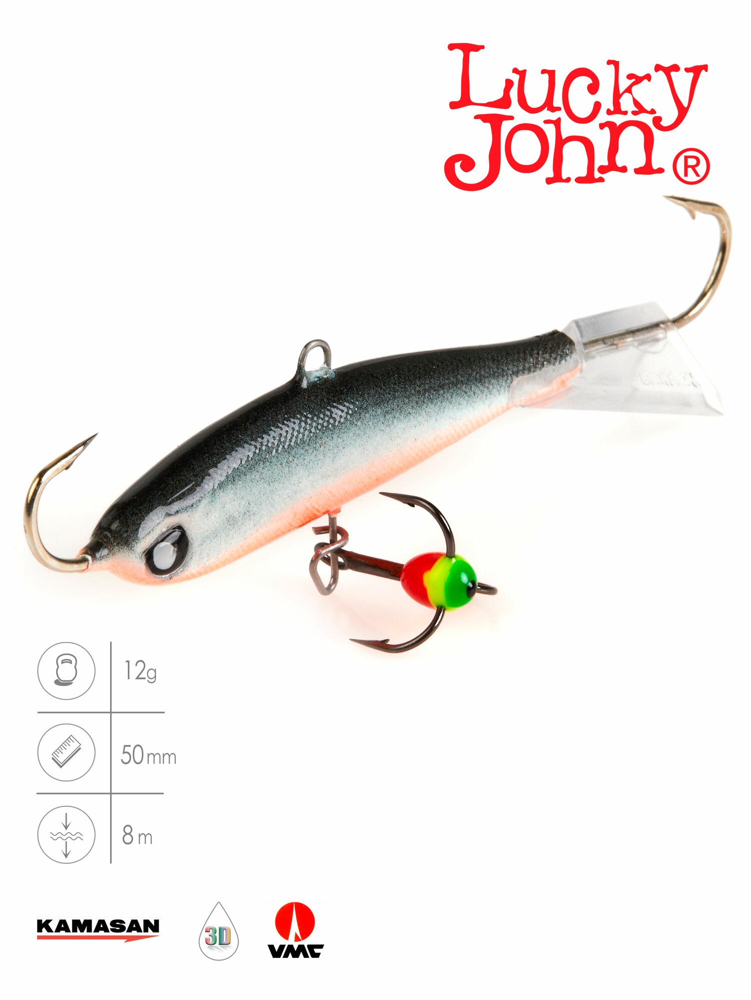 Балансир для зимней рыбалки Lucky John NORDIC 4 с тройником, длина 40мм, цвет 58 / Балансир Лаки Джон на окуня, судака, щуку
