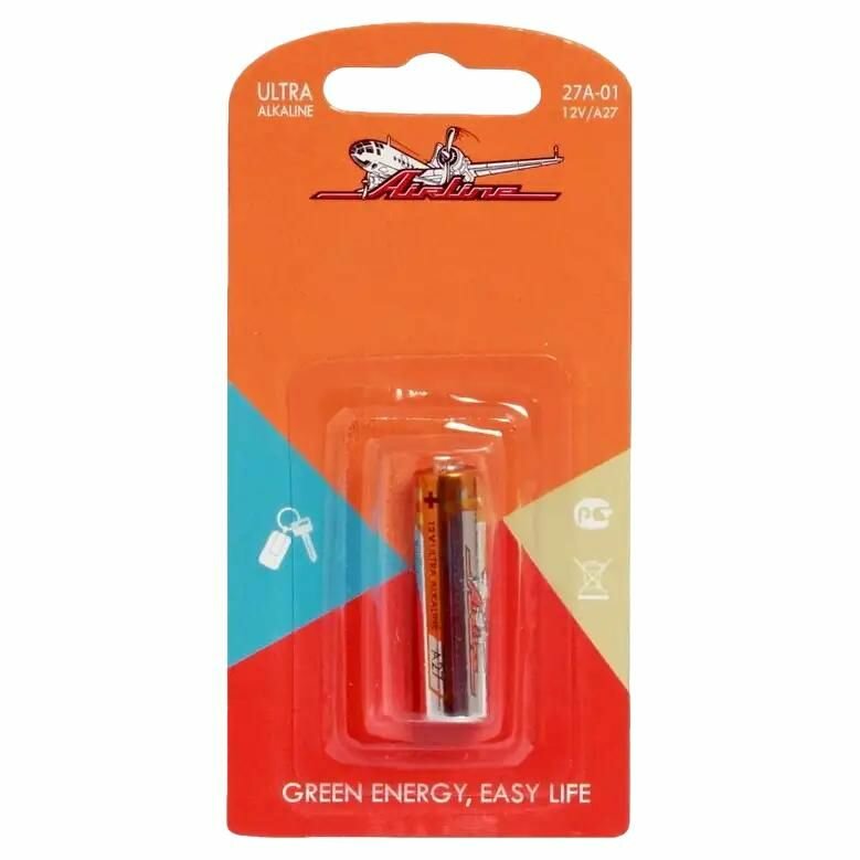 Батарейка AIRLINE 27A-01 A27 12V для брелоков сигнализаций, щелочная, блистер