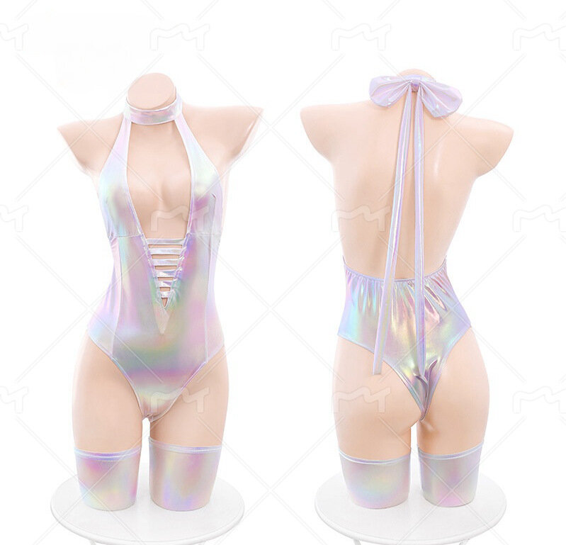 Сексуальная и невинная девушка-зайчик в форме для ролевых игр, соблазнительный школьный купальник в стиле аниме с открытым промежностью, не требующий снятия
