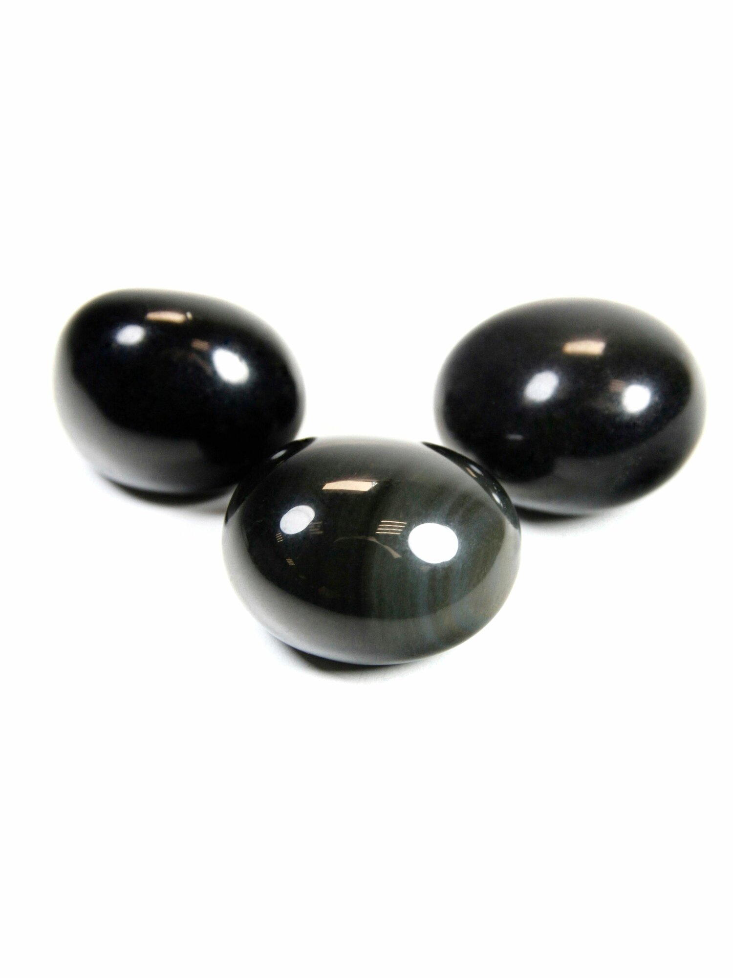 Обсидиан радужный - 1.5-2 см, натуральный камень, галтовка, 3 шт - для декора, поделок, бижутерии