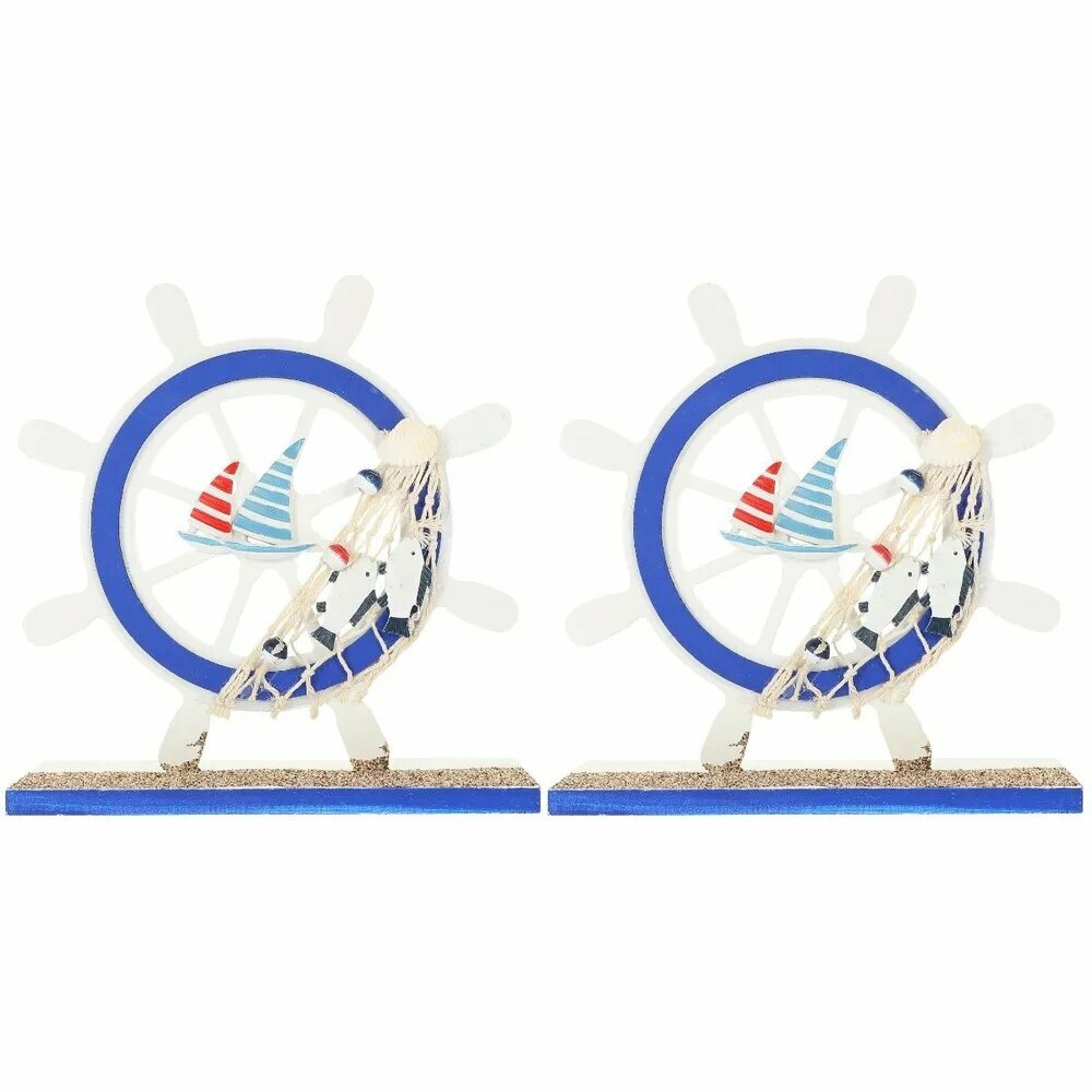 Деревянные декоративные рулевые колёса в средиземноморском стиле для украшения рабочего стола, 2 шт