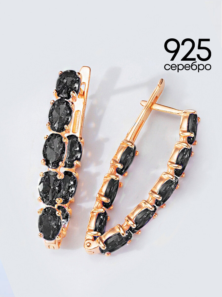 Серьги, серебро, 925 проба, золочение, шпинель синтетическая