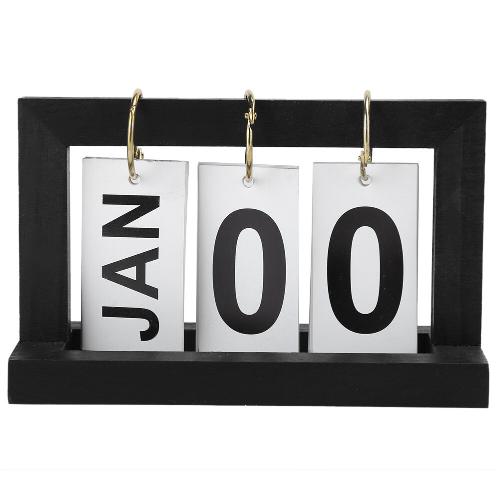 Деревянный календарь, черный, ретро-перелистывание страниц, для рабочего стола