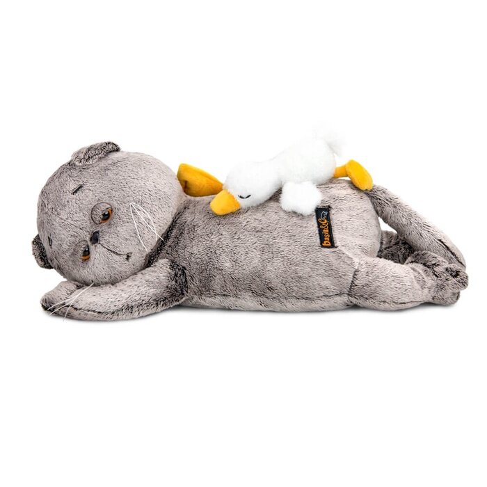 Мягкая игрушка «Кот Басик» сонный, с гусиком, пижамница, 50 см