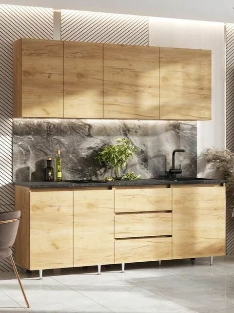 Кухонный гарнитур Челси 2м ЛДСП дуб крафт со столешницей, МИФ