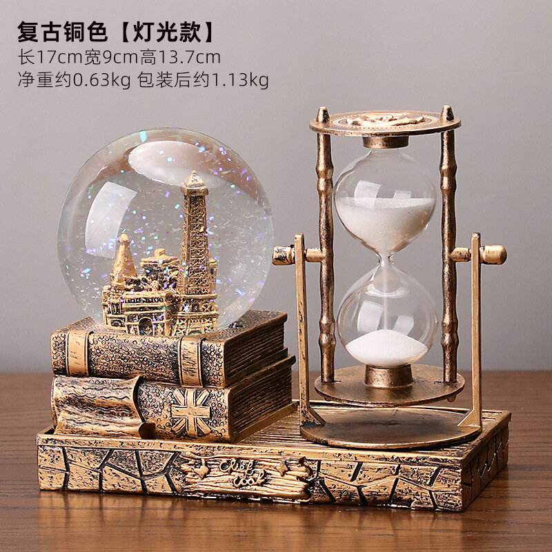 Песочные часы "Эйфелева башня", с хрустальным шаром, смоляные, ретро-серия "Астронавт"