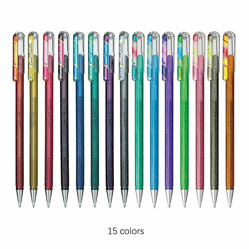 Гелевые ручки Pentel Hybrid MATTEHOP 1.0 мм, 15 цветов
