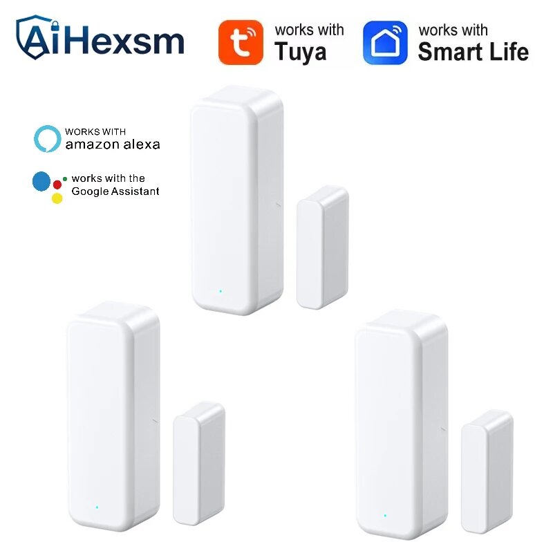 Умный Wi-Fi дверной датчик Tuya, детектор открытия и закрытия для умного дома, уведомление о управлении через приложение Smart life, совместимое с Alexa Google Home