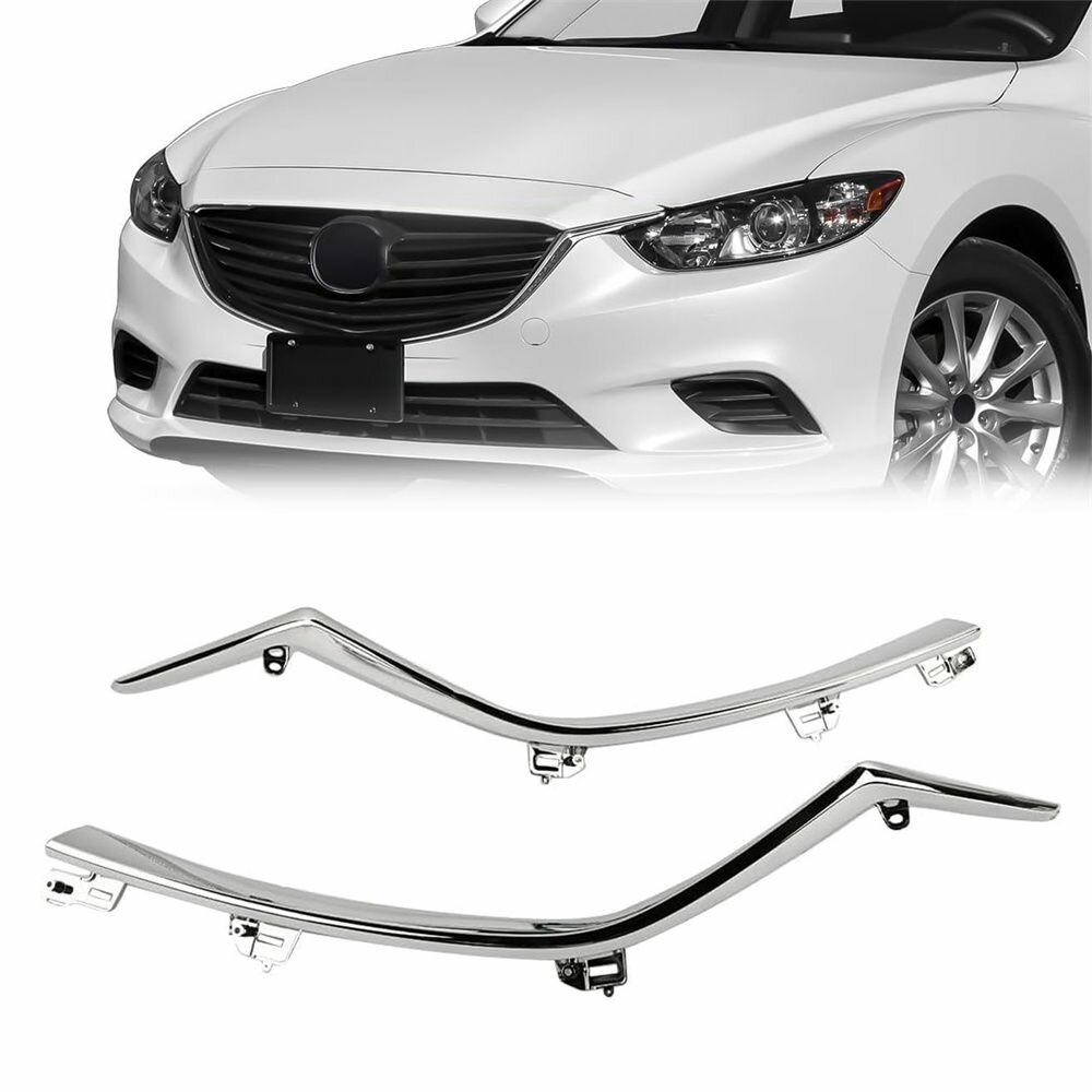 Молдинг решетки радиатора хромированный 2 шт. для Mazda 6 2014-2017, пара накладок спереди с хром-отделкой новые