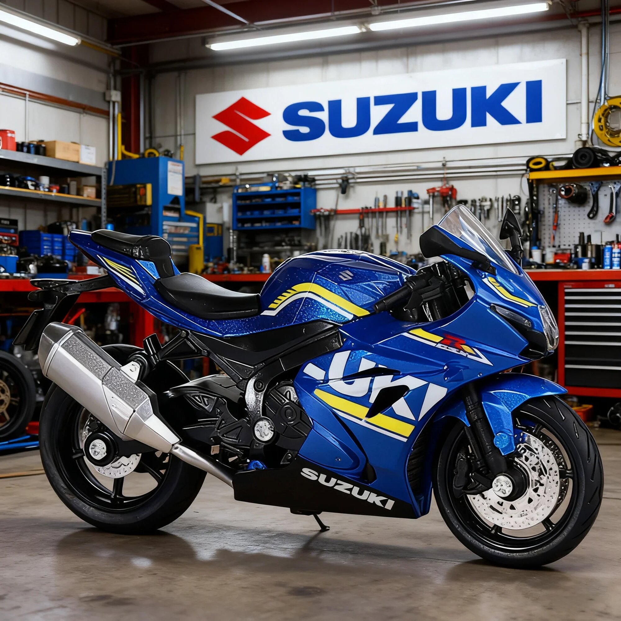 Металлический мотоцикл Welly 1:18 GSX1000R, черный