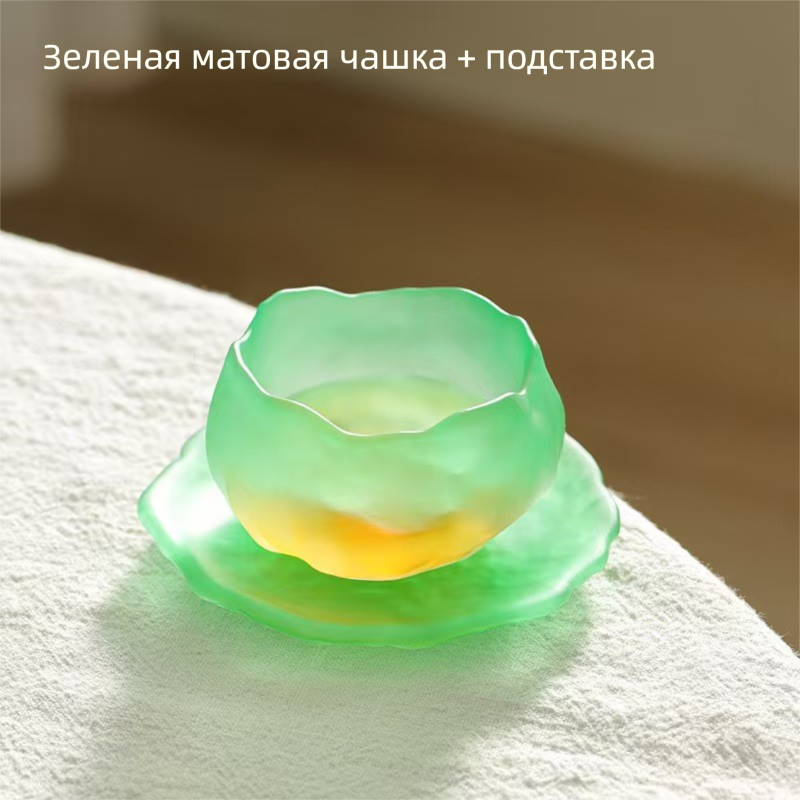 Чашка для чая "Первый снег", японский стиль, хрусталь, ручная выдувка