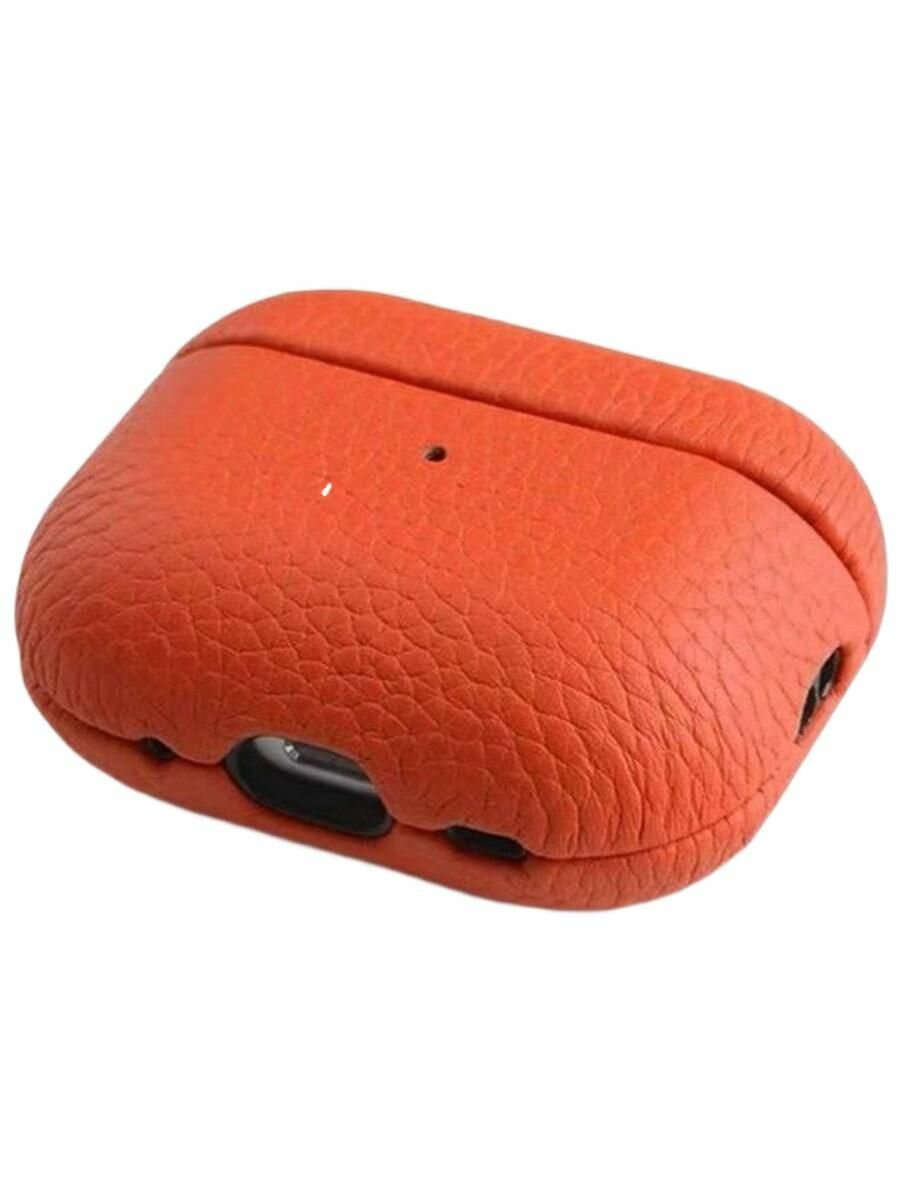 Кожа Melkco Cowhide Skin Подличный кожаный корпус для AirPods Pro 3 (2025) микрофибры внутренней крышки, оранжевый