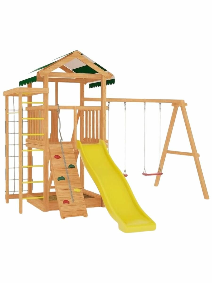 Детская игровая площадка для улицы с горкой и скалодромом Савушка Мастер 5. Игровой спортивный комплекс детский уличный для дачи с горкой.