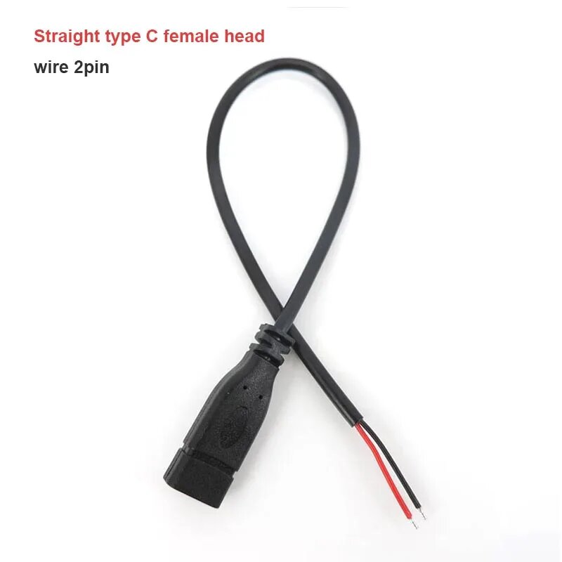 USB Type-C удлинительный кабель 25 см черный 2pin Straight female
