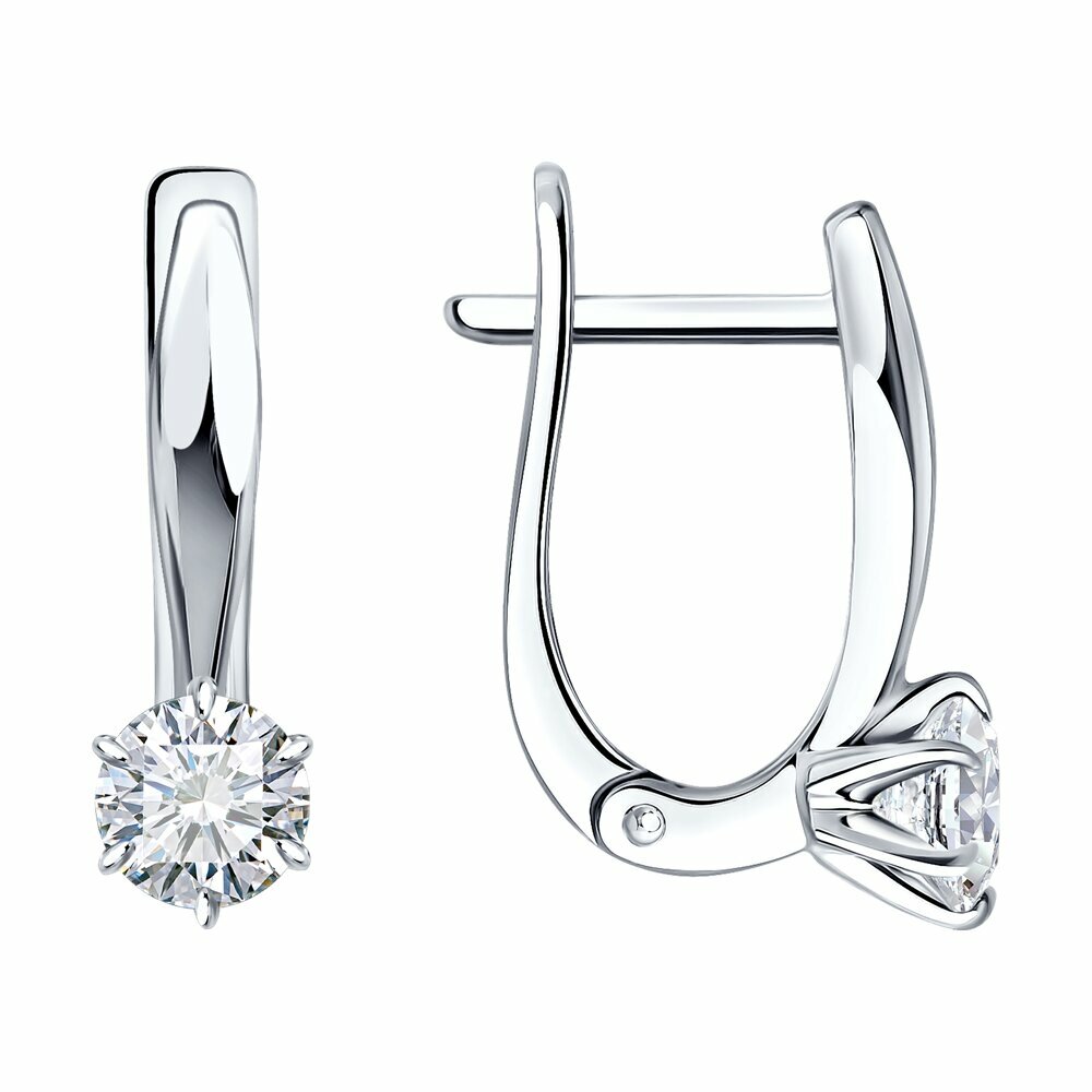 Серьги, белое золото, 585 проба, бриллиант