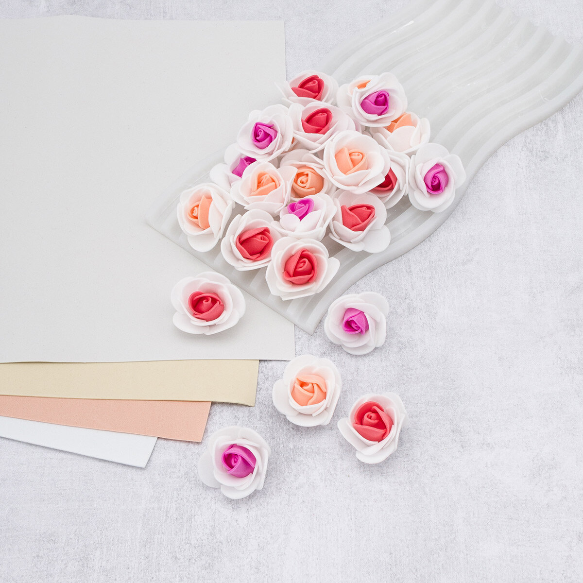Цветы для декора из фоамирана 'Розочка', 38 мм, микс №6, 3 цвета, 24 штуки