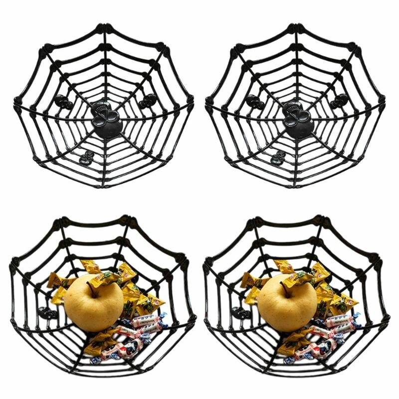 1 набор из 4 конфет и фруктовых тарелок со скелетом паутины на Хэллоуин-черный