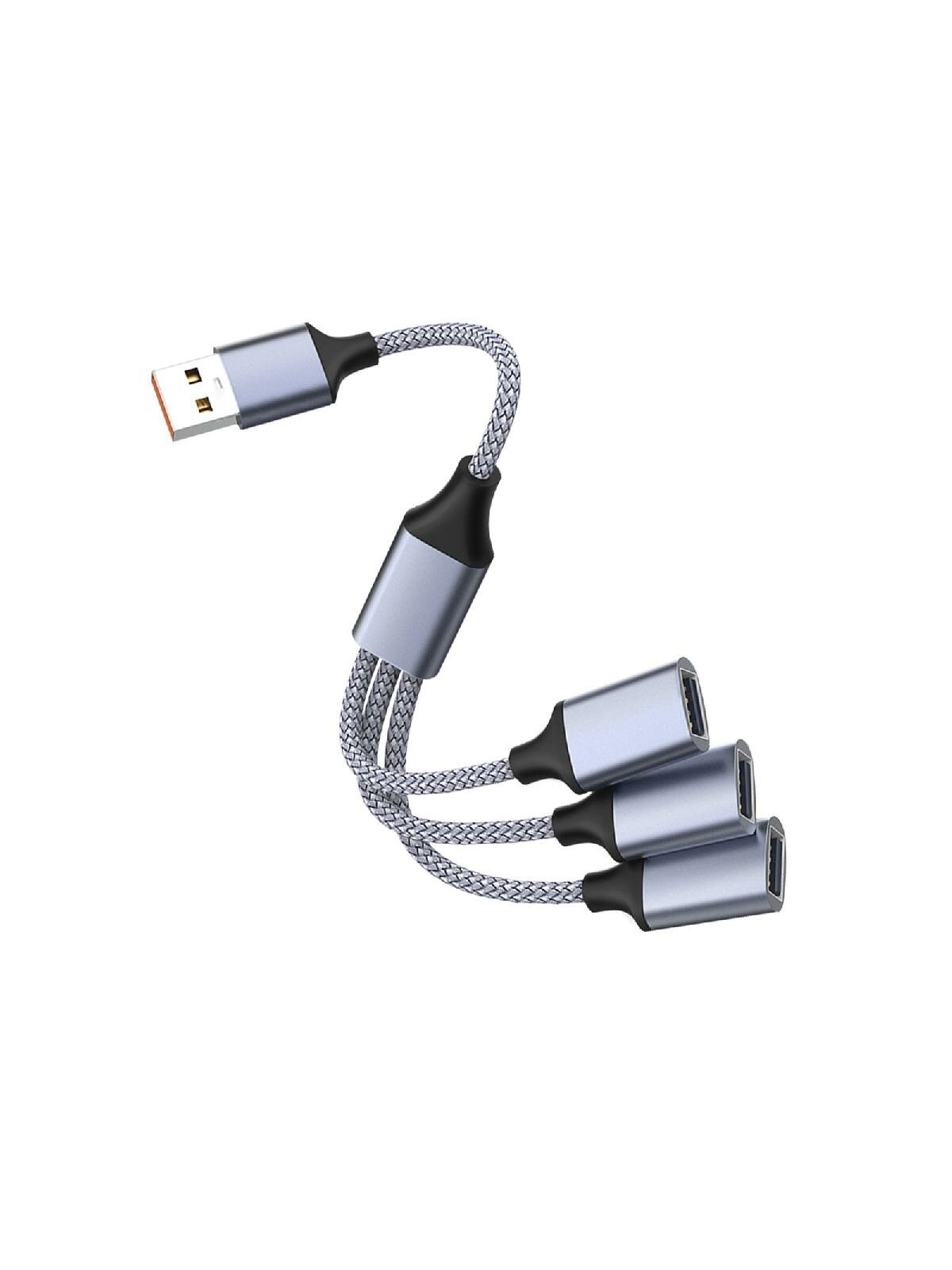 3 in 1 USB Y Splitter Cable USB Power Splitter Cable USB2.0 Male to 3 USB Female Splitter Cable Charging Data Transfer