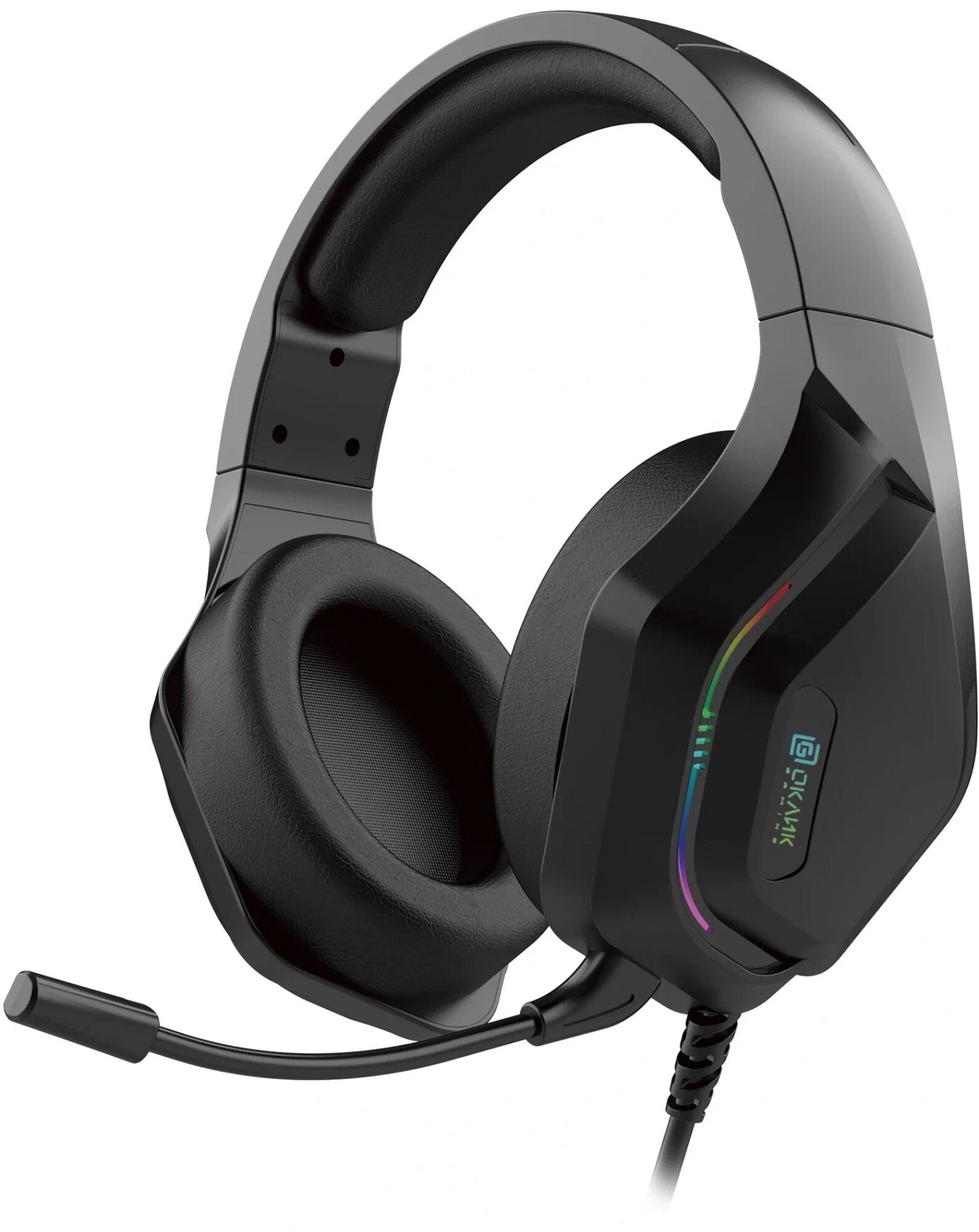 Наушники Оклик HS-L600G, игровые, с микрофоном, черные, проводные, USB, 2.2 м