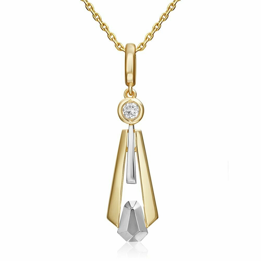 Подвеска, комбинированное золото, 585 проба, родирование, топаз