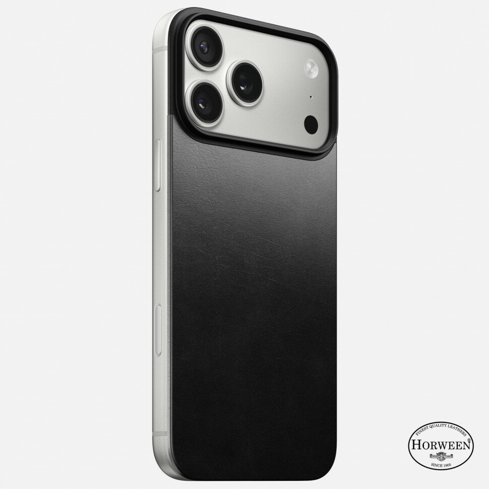 Кожаный чехол-накладка Nomad Magnetic Horween Leather Back для iPhone 17 Pro Max черный (Black)