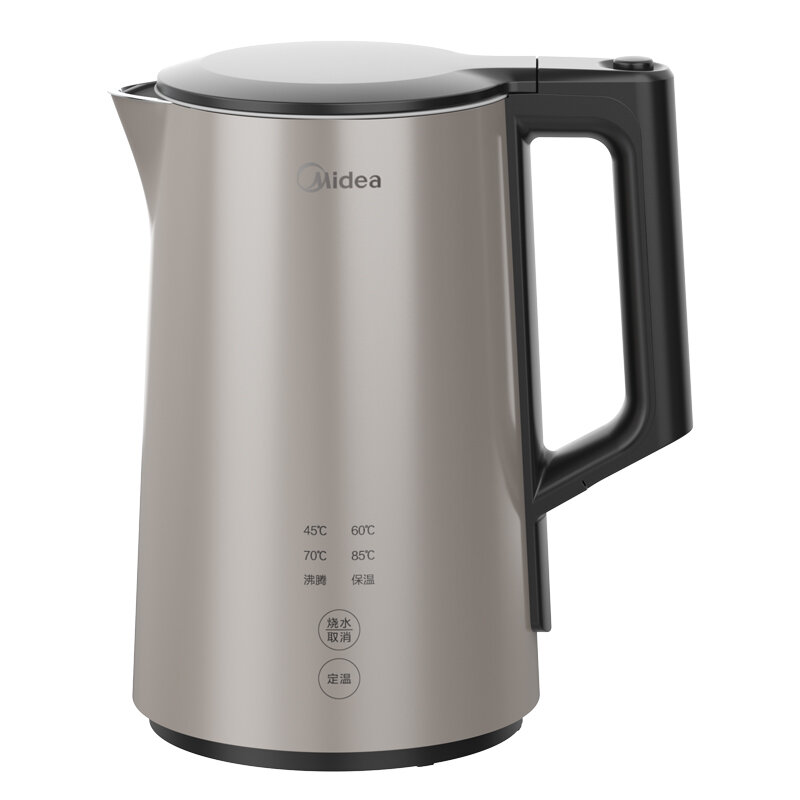 Электрочайник Midea MK SEK1503, светло-серый, емкость 1500 мл, двойная стенка, защита от ожогов