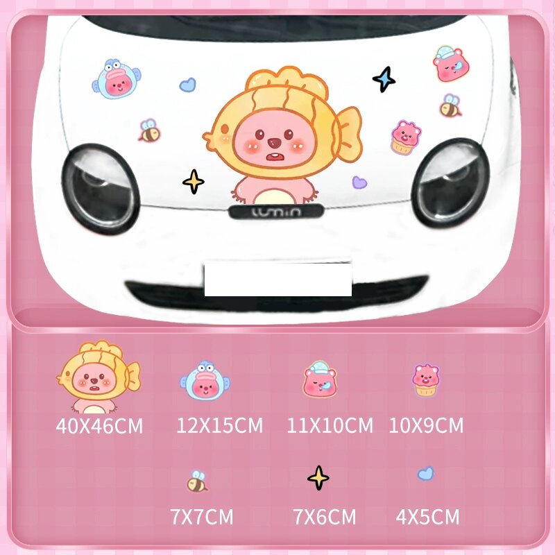 Наклейки на кузов автомобиля Panda mini, липкие, в виде лоуипа, рубинового маленького бобра, для декора кузова,