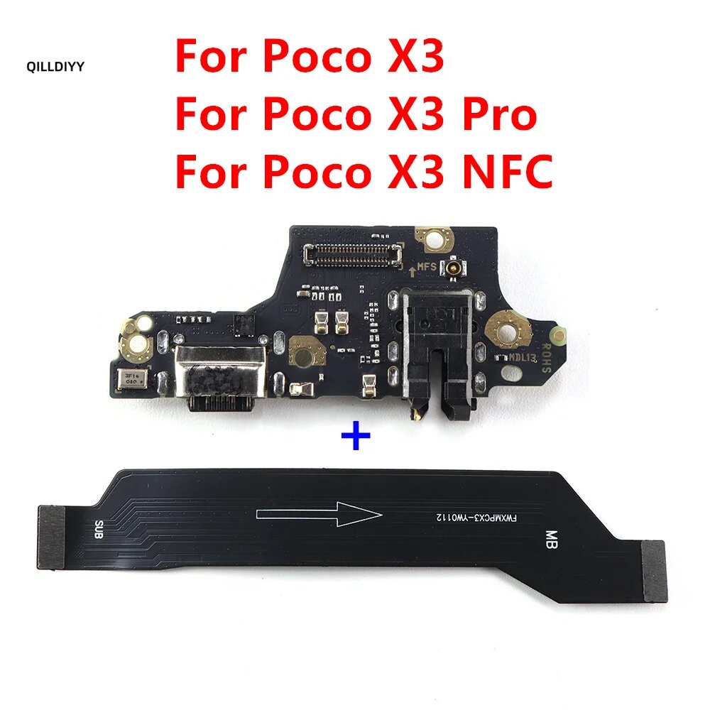 Основная материнская плата, разъем, громкоговоритель, включение и выключение, ленточный гибкий кабель для Xiaomi Poco X3 Pro, NFC, USB-порт для зарядки, зарядное устройство X3 Board Flex Cable