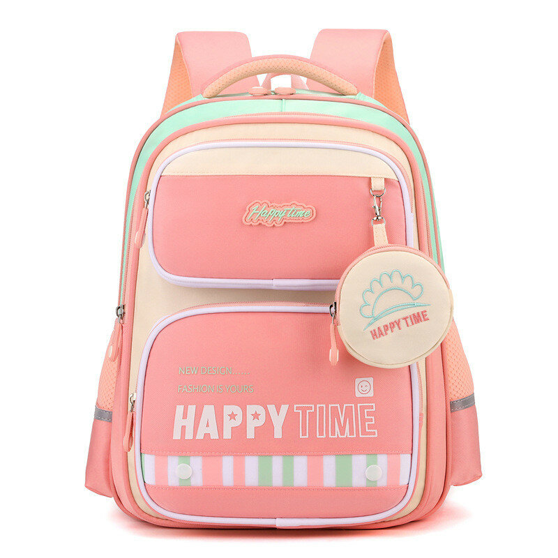 Молодежный рюкзак для детей с большим объемом и мультяшным дизайном розовый, поддерживающие ремни