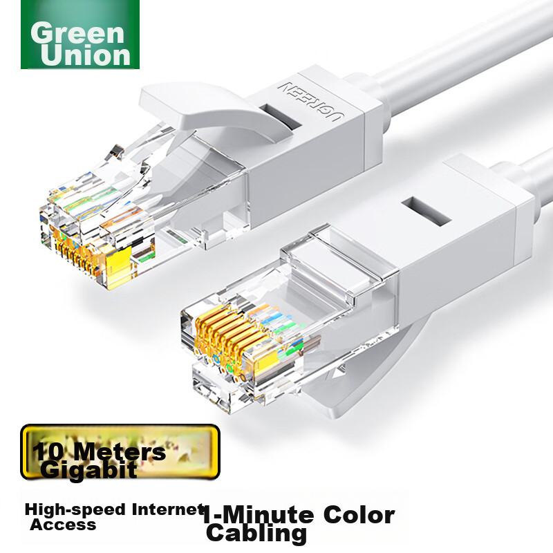 Lulian CAT6 Ethernet Cable, Gigabit High-Speed Network Broadband Cable, CAT6 Home Computer Laptop Router Monitoring Cable, 8-Core Twisted Pair Patch Cord, Gray And White, 10 Meters, 15988