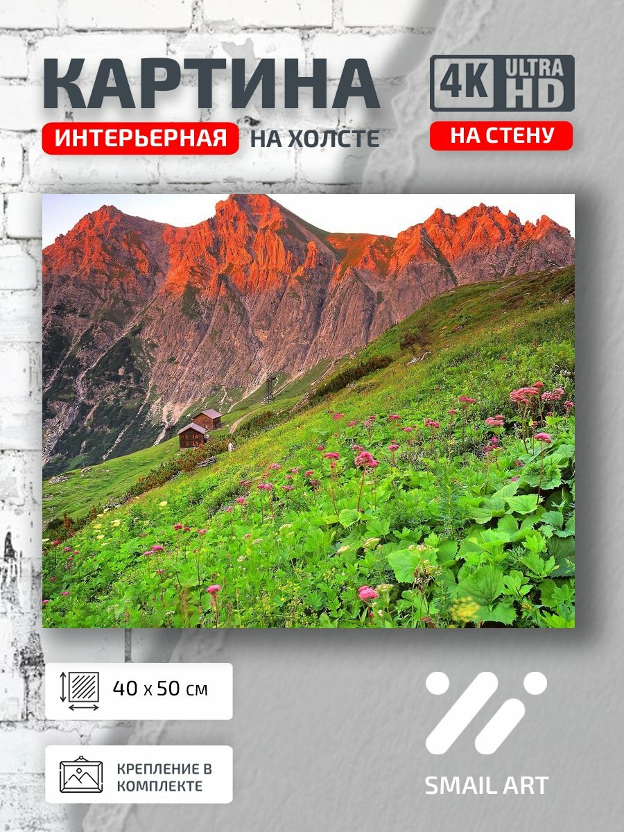 Картина на холсте интерьерная 40 на 50 на стену Холм Landscape для кафе пейзаж интерьер