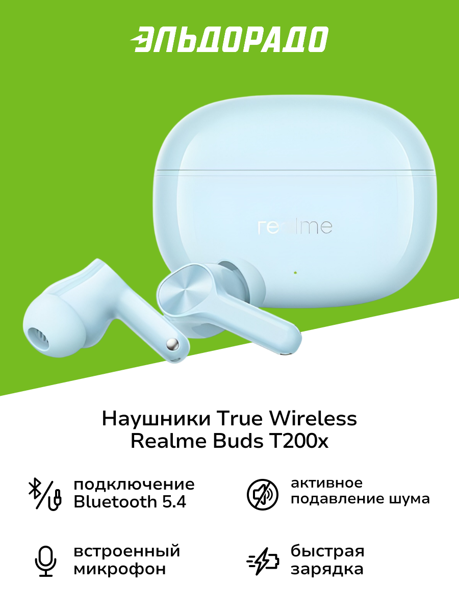 Наушники True Wireless realme Buds T200x Blue